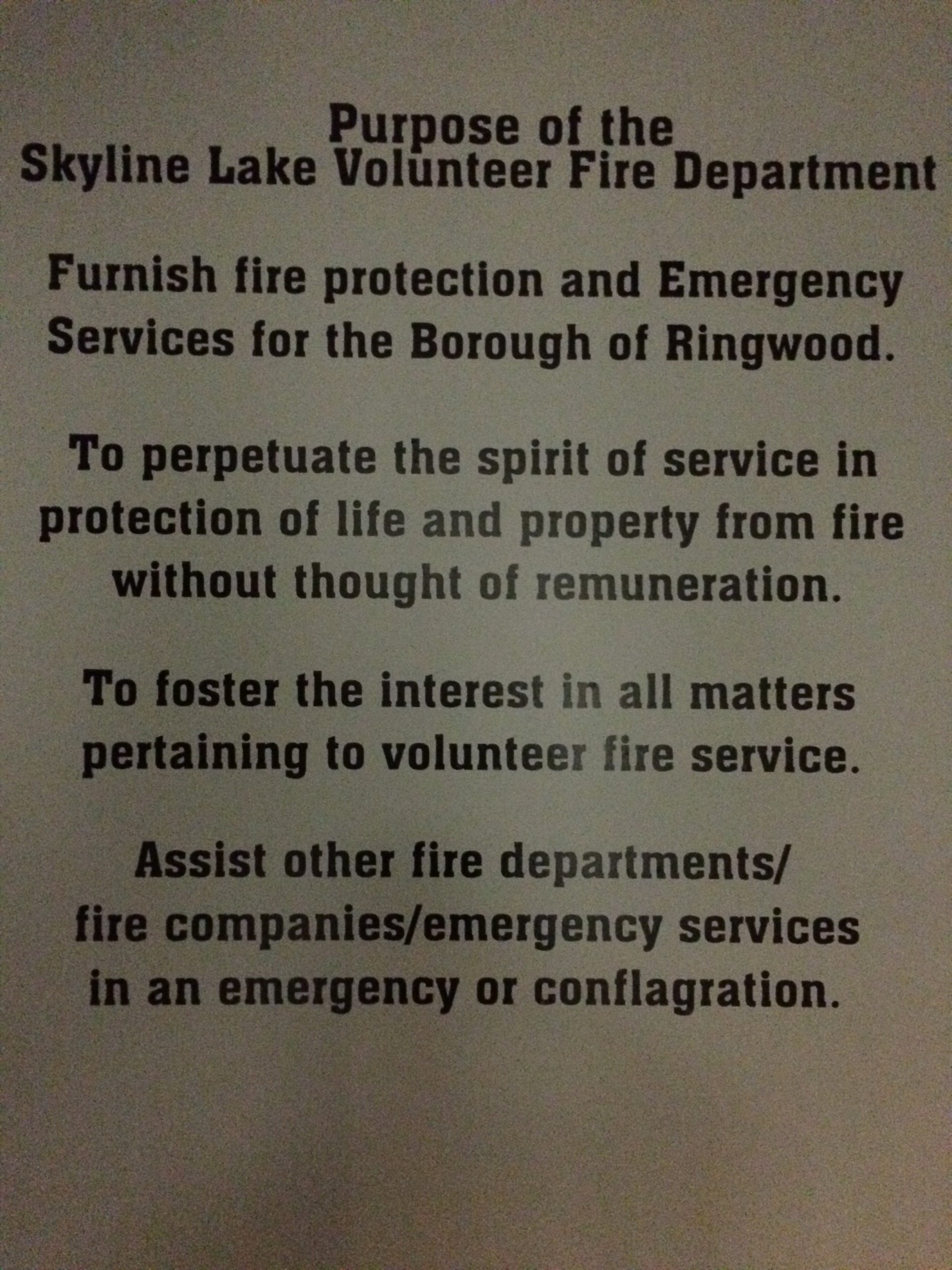 Mission Statement | Skyline Lake Fire Department